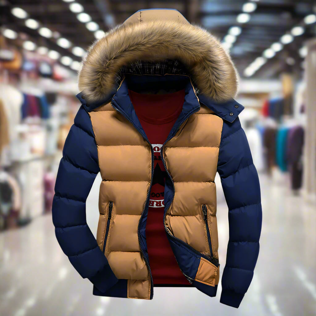 Mens Two Tone Puffer Jacket with Removable Hood – Onetify