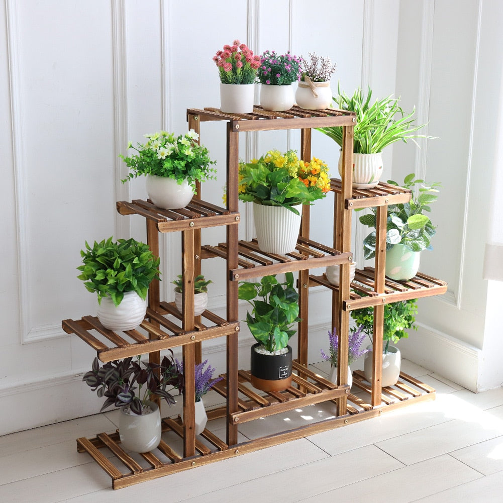 Indoor 9 Tier Wooden Plant Home Decor Stand – Onetify