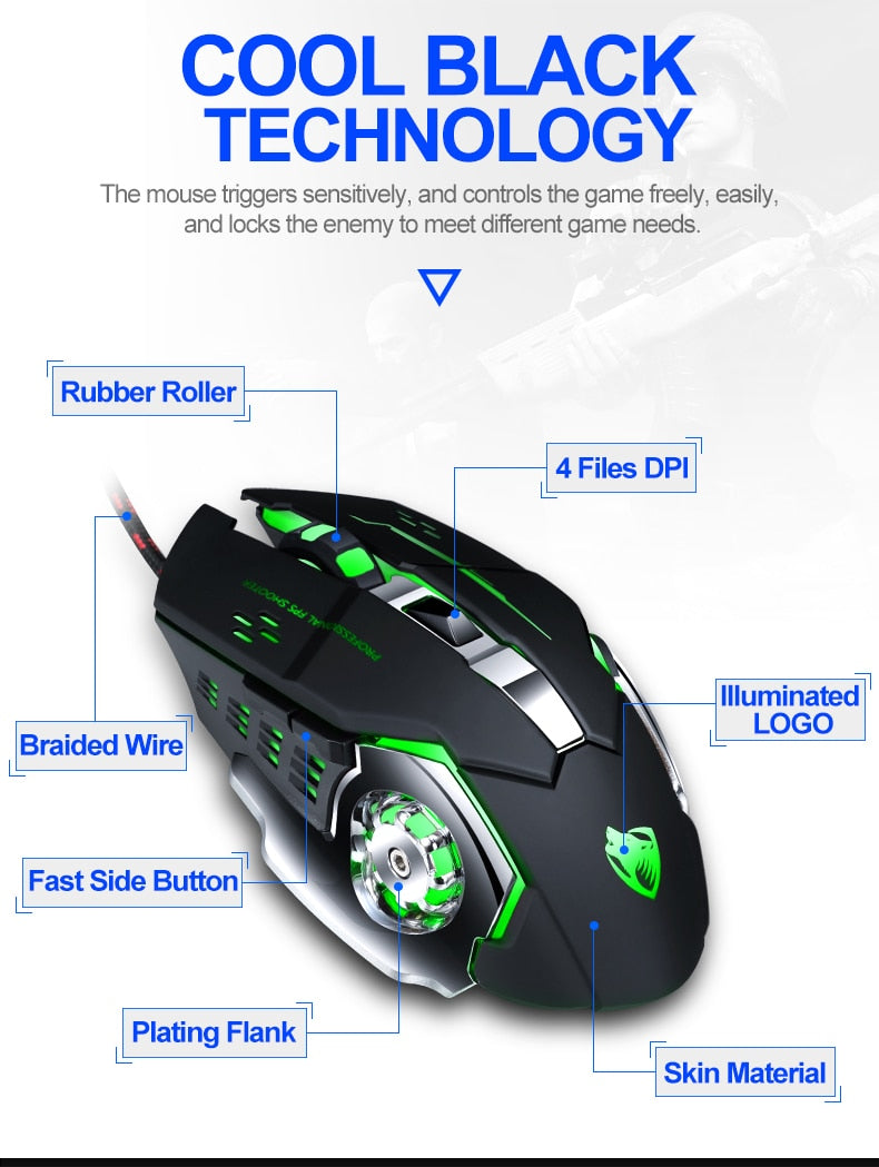 Professional 8D 3200DPI Adjustable Wired Optical LED Gaming Mouse – Onetify