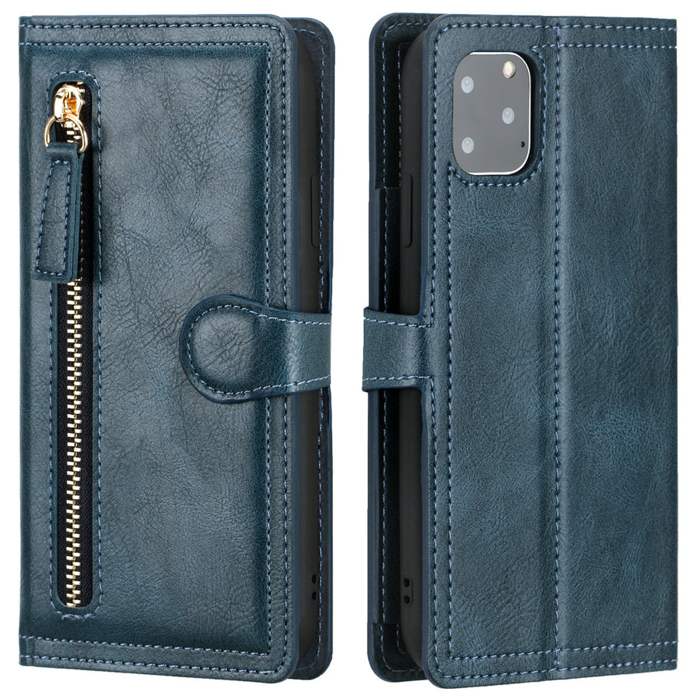 Zipper Wallet Flip Case For iPhone X to 14 Series With Wireless Chargi ...