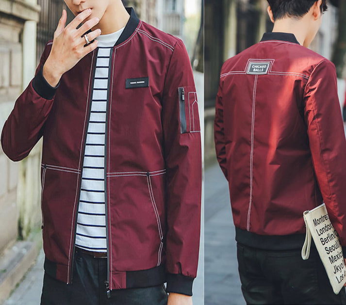 Mens Bomber Jacket with Stitching Designs – Onetify